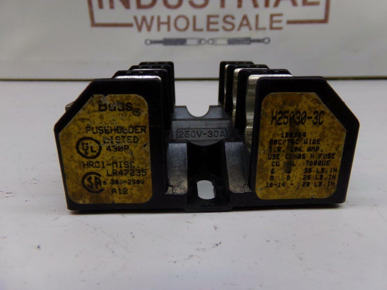 Bussmann H25030-3C 250V 30A 430P Class H Box Lug Fuse Block Lot of 2 | eBay