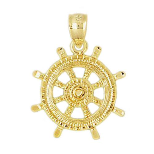 New 14k Yellow Gold Ships Helm Steering Wheel Pendant | eBay
