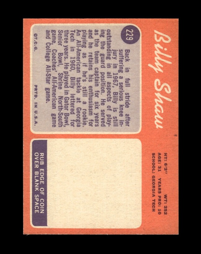 1970 Topps Set-Break #229 Billy Shaw NM-MT OR BETTER *GMCARDS* | eBay