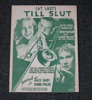 Harry Warren Mack Gordon vintage original sheet music from Sweden ...
