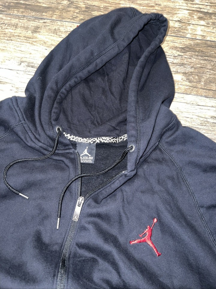 VTG Y2K Black Air Jordan Zip Up Hoodie Red Logo Men’s Size 4XL | eBay