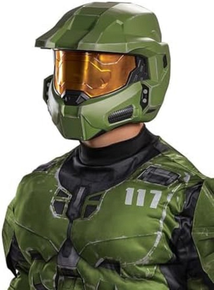 Men's Halo Master Chief Infinite Full Helmet Costume Accessory, Green ...