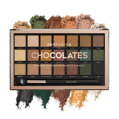 21 Shade Eyeshadow Palette Collection & Brush, Chocolate-Inspired Matte ...