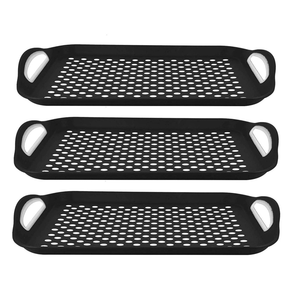 (3-Pack) Non Slip Dinner Serving Trays TV Meal Trays Waiters Tea Tray ...
