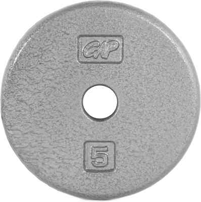 CAP Barbell Cast Iron Standard 1-Inch Weight Plates, Gray, Single, 5 ...