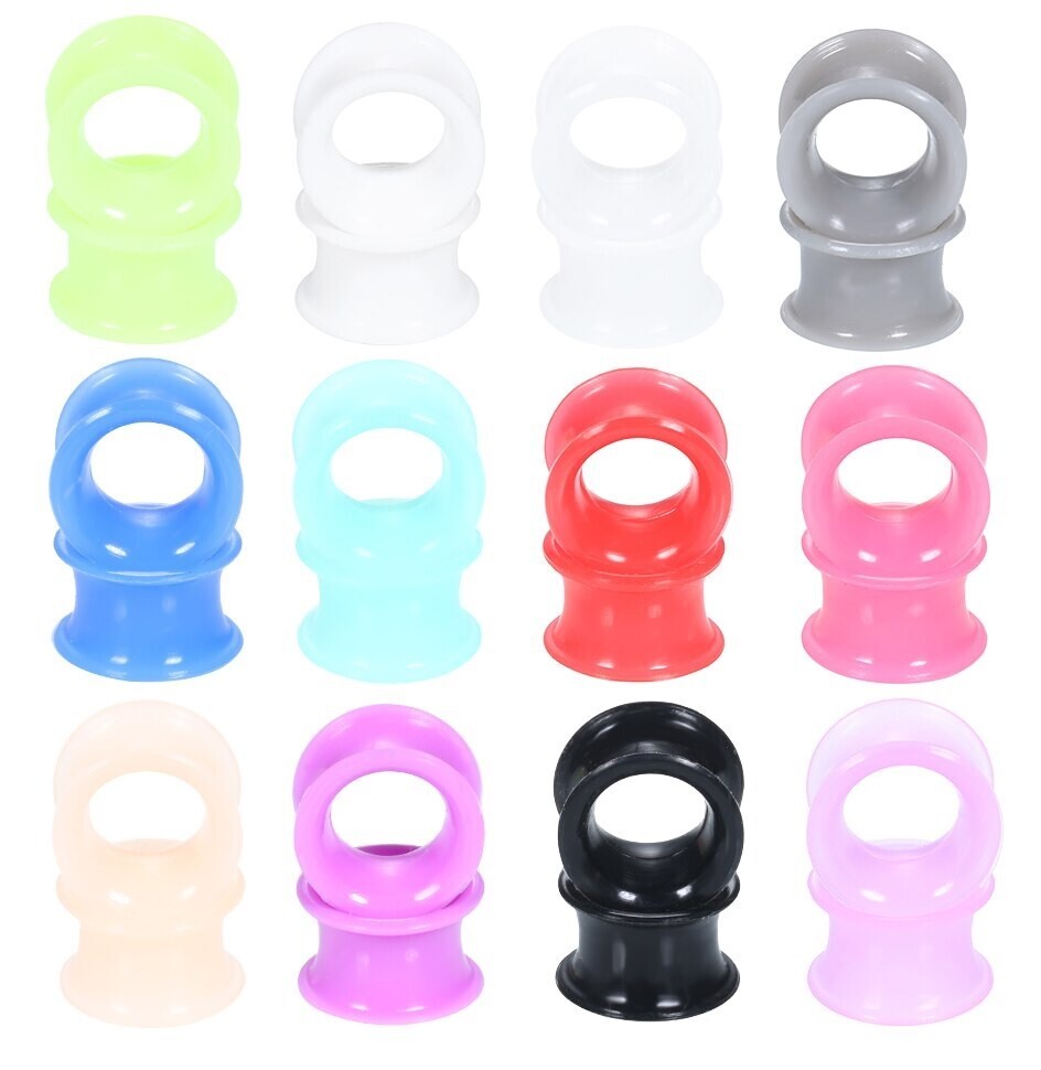 14mm Soft Silicone Ear Tunnels Plugs Double Flared Flexible Stretcher ...