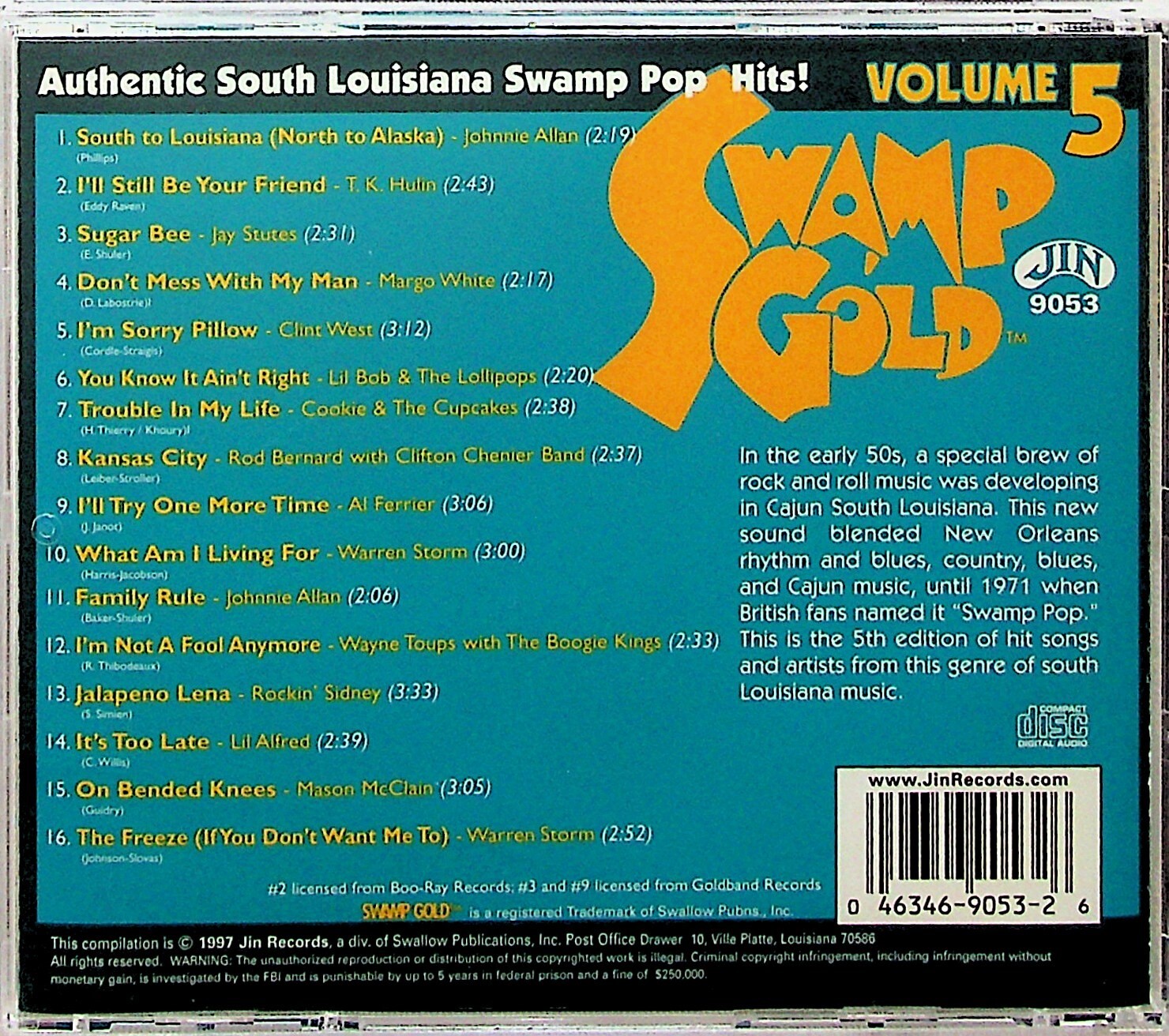 Swamp Gold -Vol.5-Louisiana Swamp Pop Hits CD (Best Of/Johnnie Allan ...