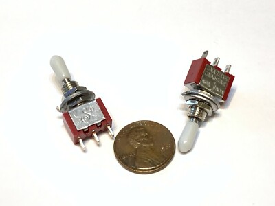 2 x White sleeve CAP SPDT 3 Pins 12v Momentary 6mm Toggle Switch mts1 ...