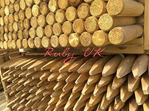 Wooden Fence Stakes Treated Pointed Stake Fencing Posts Fence Smooth ...