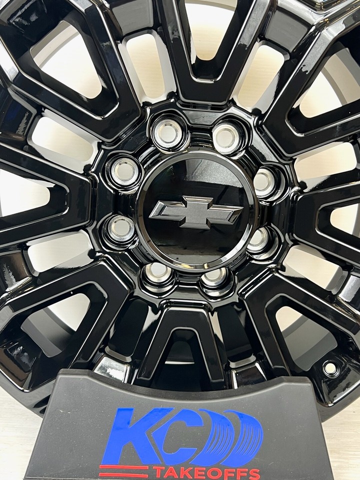 4 NEW 22” Factory OEM Gloss Black Wheels Rims Chevy Silverado 2500 3500 ...