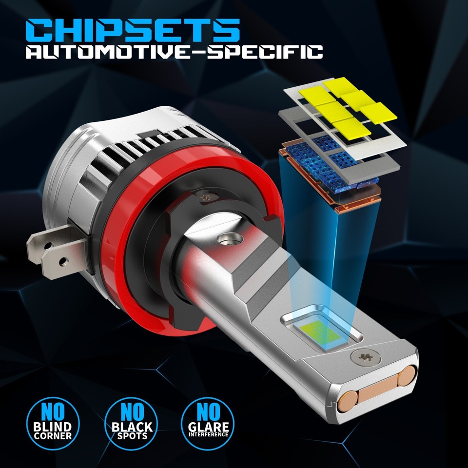 2pcs H11B LED Headlight+Fog Light Super Bright Bulbs Kit 6000K White ...