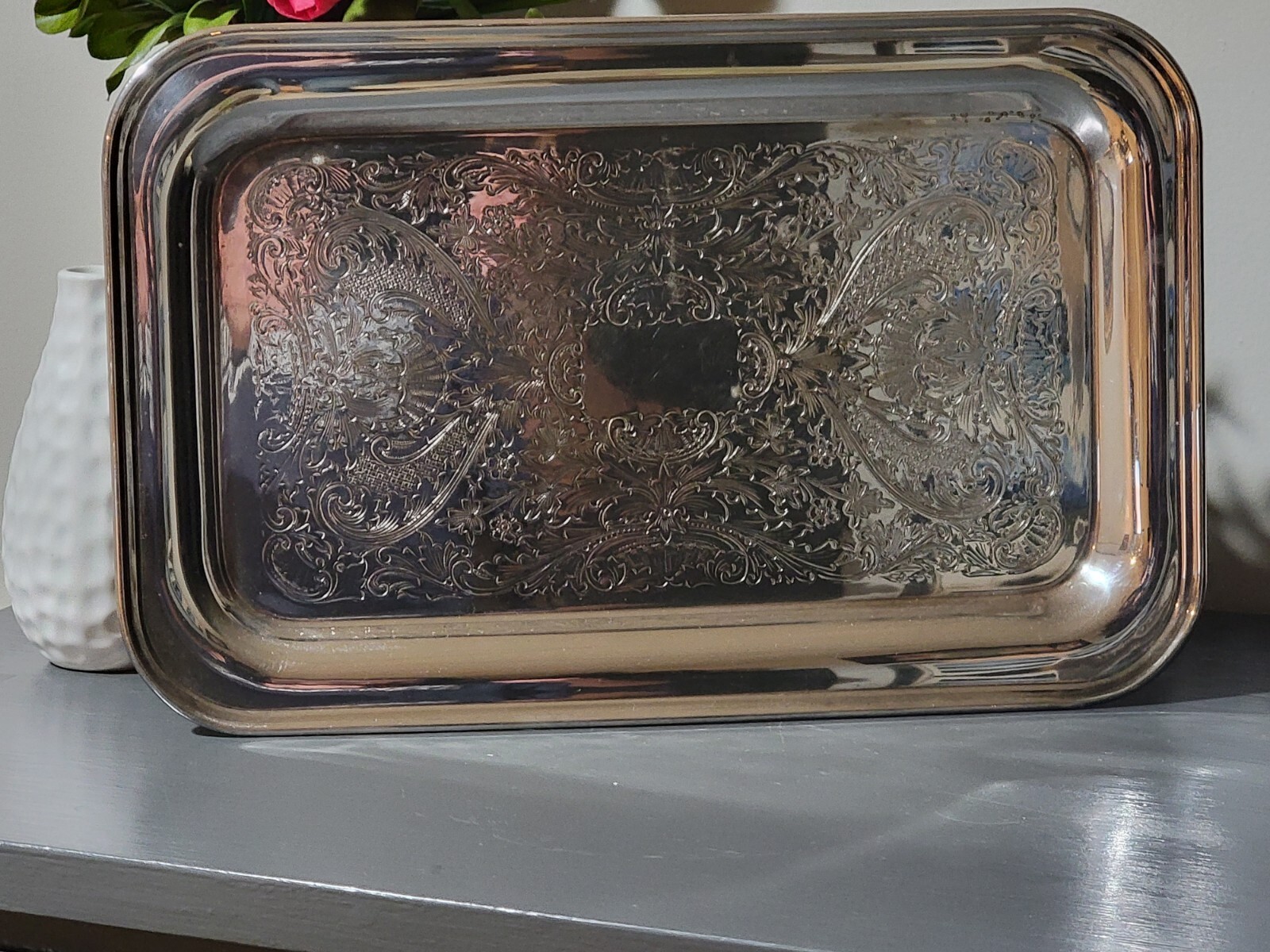 KS Inc. Keystoneware Silverplated Etched Scroll Tray 14" x 9" | eBay