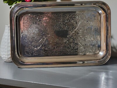 KS Inc. Keystoneware Silverplated Etched Scroll Tray 14" x 9" | eBay