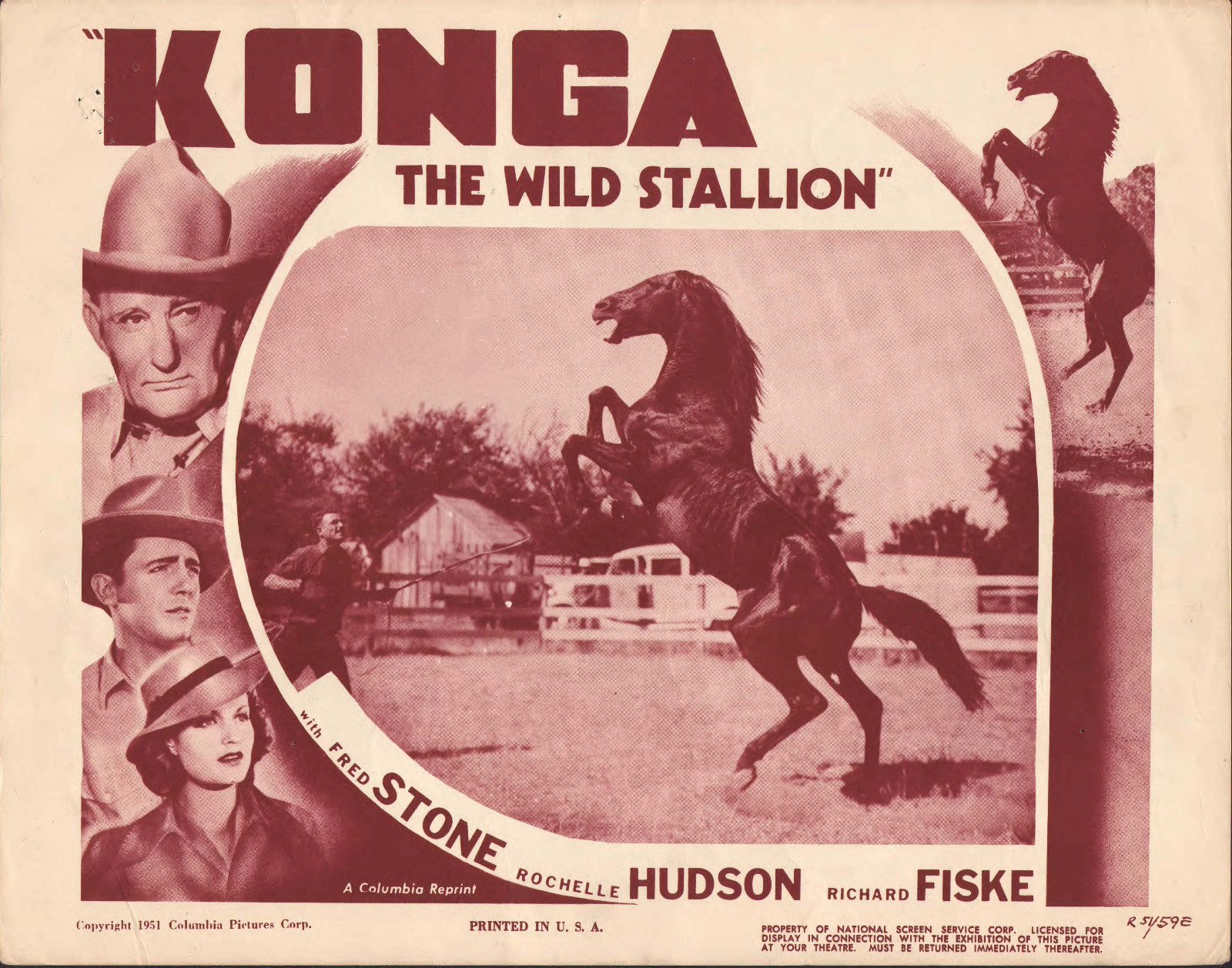 KONGA THE WILD STALLION orig 1939 movie poster HORSES/ROCHELLE HUDSON ...