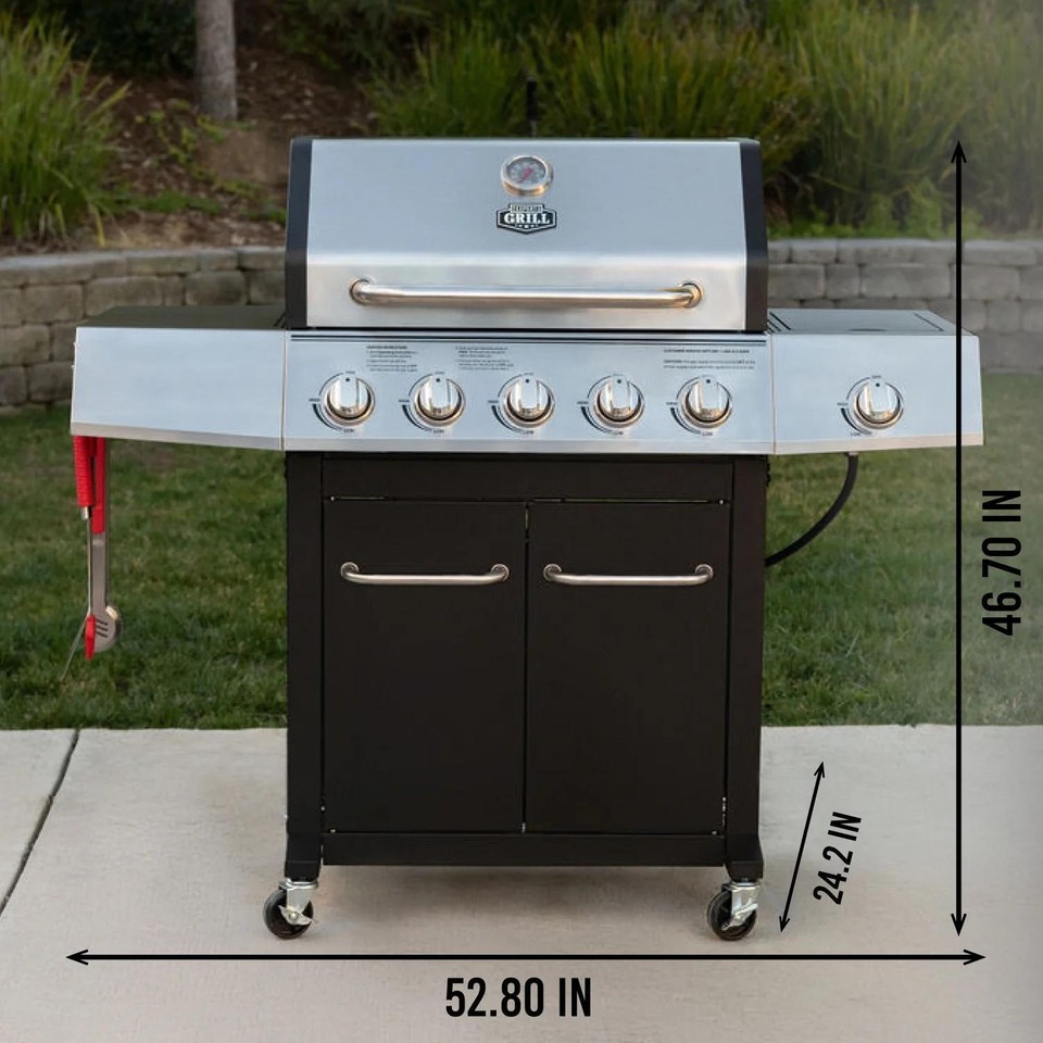 Expert Grill 5 Burner Propane Gas BBQ Grill Barbecue Grill With Side ...