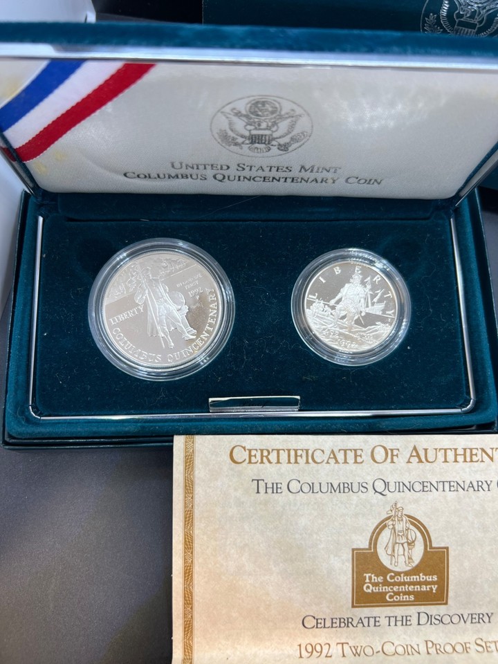 1992 Columbus Quincentenary Commemorative Two-Coin Proof Set OGP & COA ...