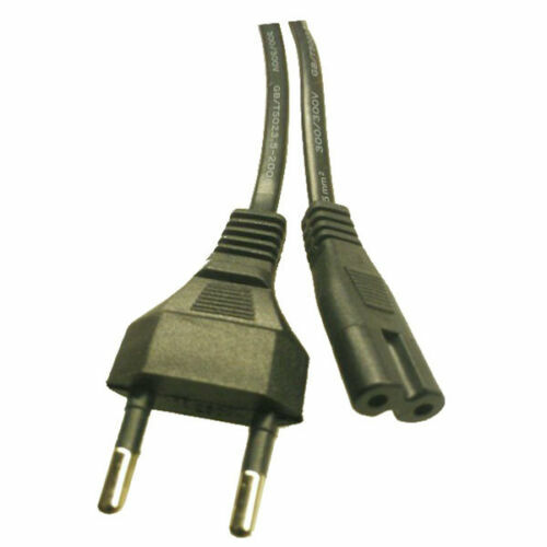 EU European 2 Pin Plug Fig Figure 8 Mains Cable Lead 1.5m Black EU C7 ...