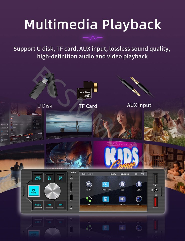 4.1in Touch Screen FM Bluetooth Radio Audio Stereo Video Car Mp5 Player ...