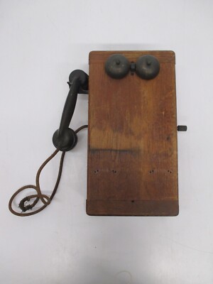 Vtg Antique Hand Crank Wall Telephone Phone Wooden Wood GEC England As ...