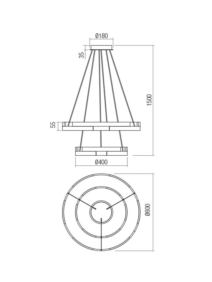Chandelier A LED Two Circles Modern Design Gold Matt RD-0649 | eBay