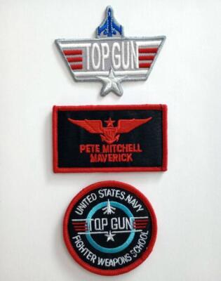 TOP GUN Wing PETE MITCHELL Maverick US NAVY Fighter Weapons PATCH Set 3 ...
