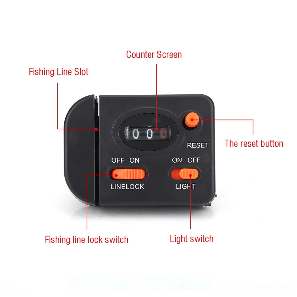 Pro Digital Fishing Line Counter Clip-on Rod Deepth Length Gauge Finder ...