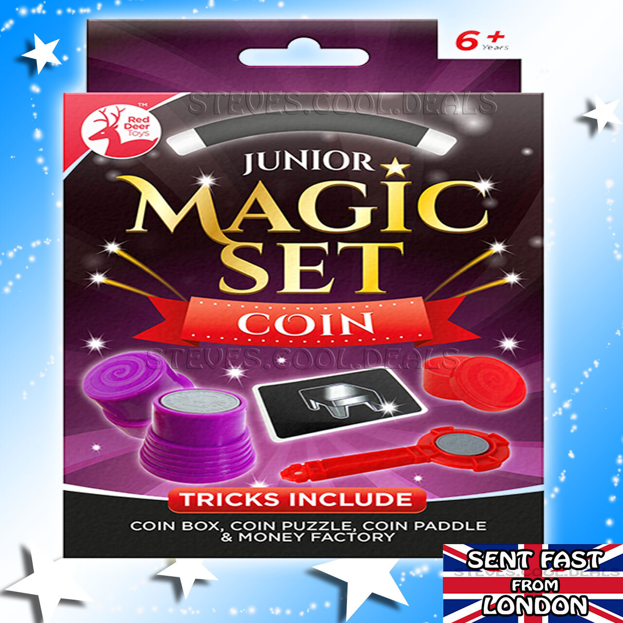 KIDS MAGIC Box 3 sets Junior Tricks Puzzle Classic Card Coin Illusion ...