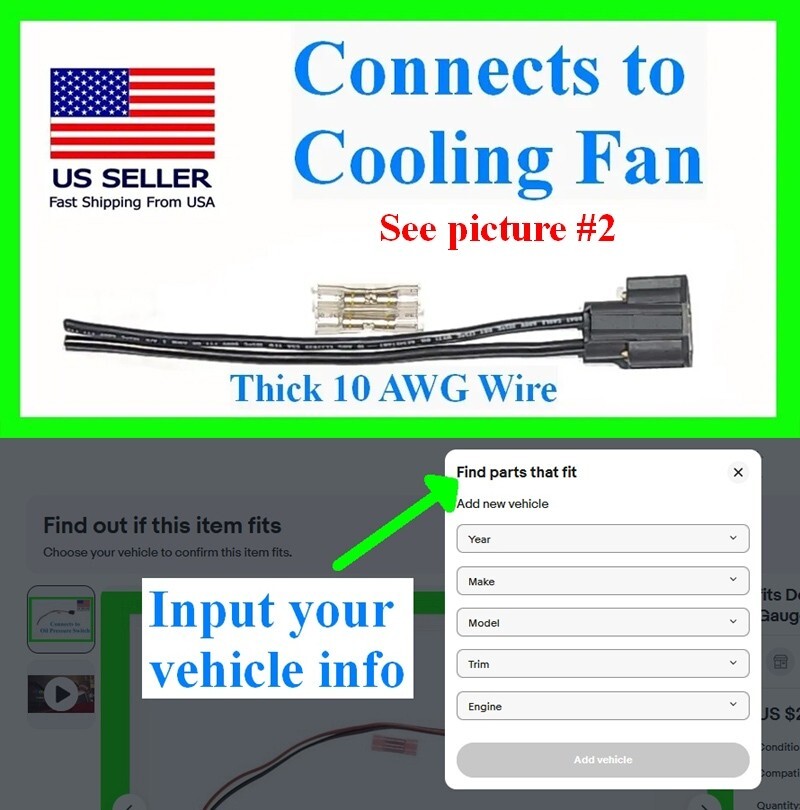 fits Ford Dodge Chevy Cooling Fan Connector Plug Pigtail Wiring ...