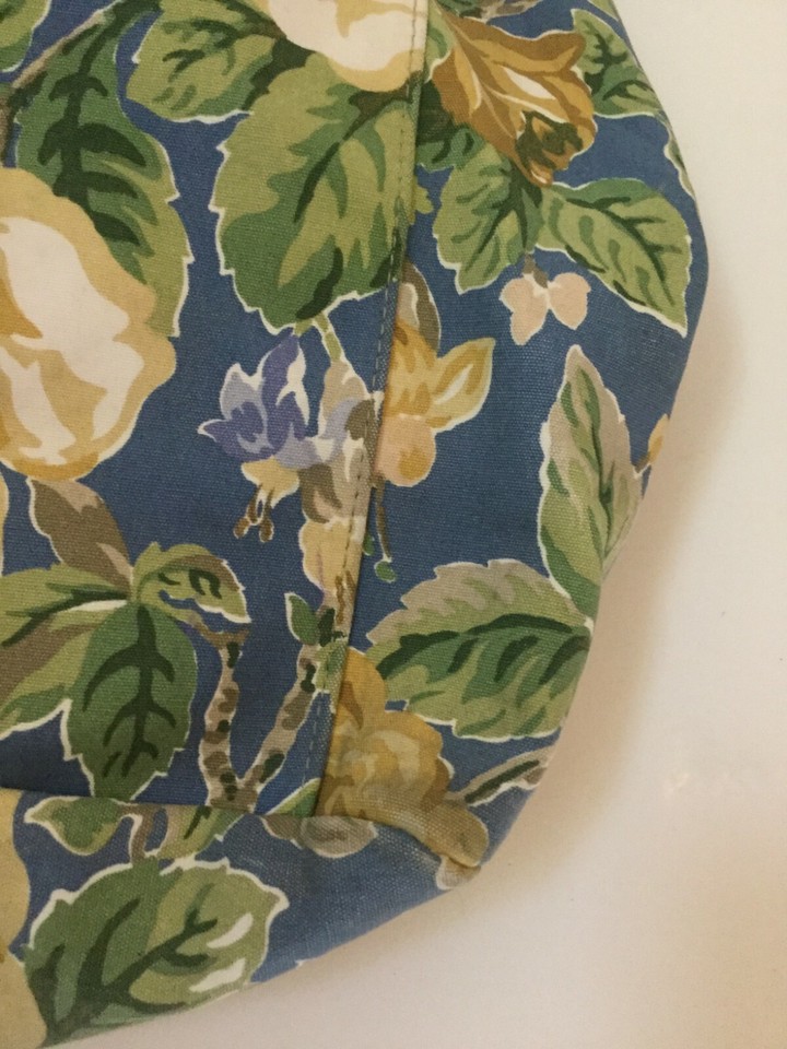 Laura Ashley Vtg Blue Yellow Floral Canvas Cinch Backpack Rope Straps ...