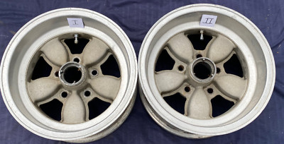 (2) 14" VINTAGE APPLIANCE DAISY MAG WHEELS 14x8 RIMS 5x4.75 CHEVY BUICK ...