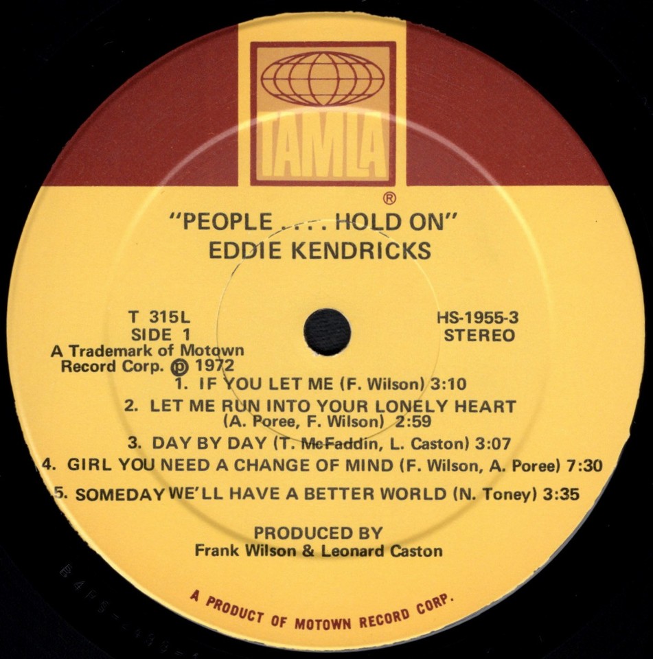 EDDIE KENDRICKS People...Hold On (LP) 1972 Tamla T315L / strong VG+ | eBay
