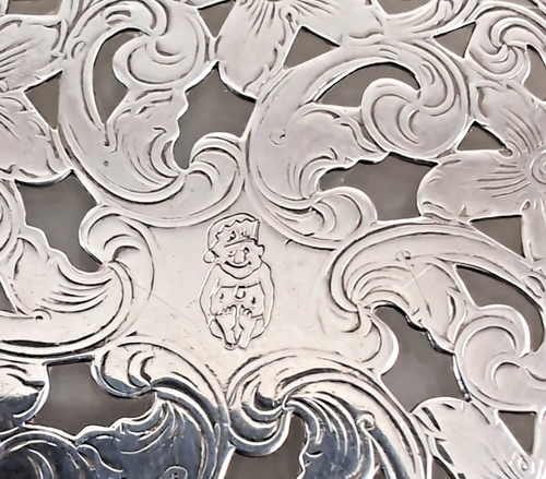 Nouveau Webster Sterling Overlay Glass Coaster Trivet, Unique One Of ...