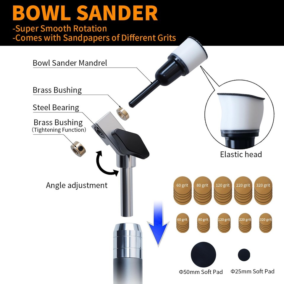 Carbide Wood Lathe Turning Tools Set with Bowl Sander, Including Swan ...