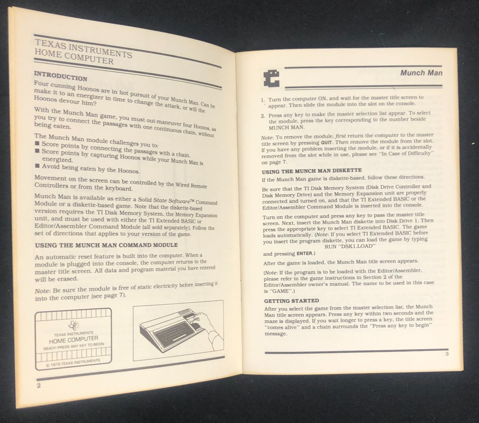 Munch Man Texas Instruments Game Manual Command Module Book | eBay