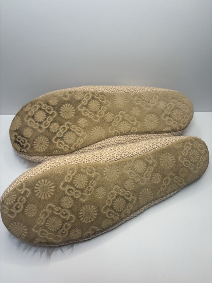 UGG Andi Ballet Pink Knit Slippers Sheepskin Poms & Insoles Size 8 | eBay
