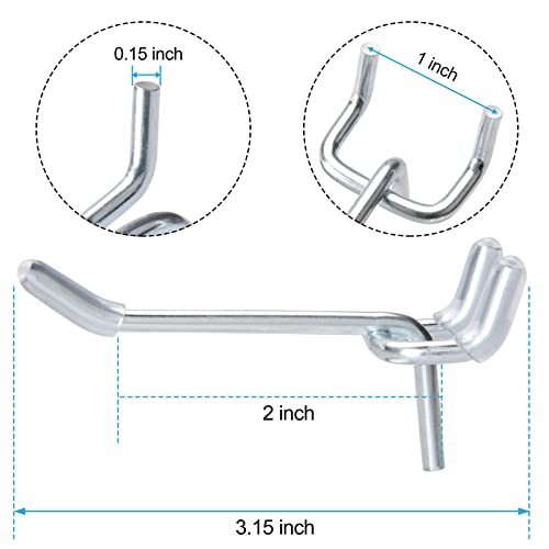 Pegboard Hooks, 2-Inch, 50 Pack Sturdy Hooks with 150 Peg Locks/Caps ...