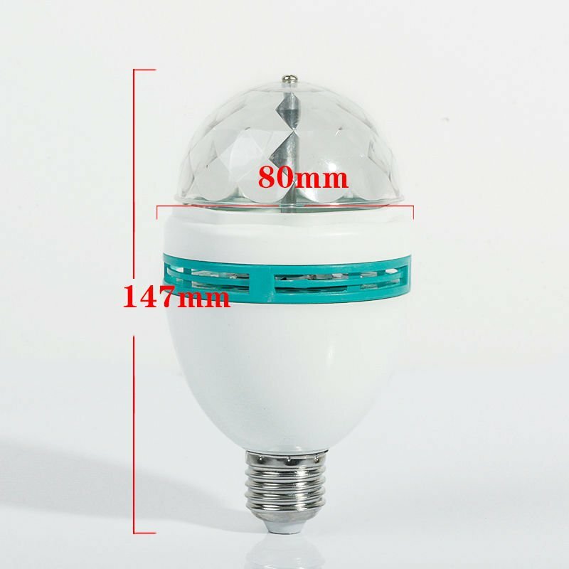 3W RGB LED Full Color DJ Stage Light Bulb Auto Rotating Crystal Disco ...