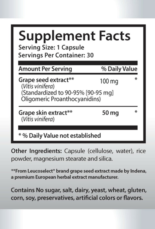 grape skin capsules - GRAPE SEED EXTRACT 100mg - polyphenols 3B | eBay