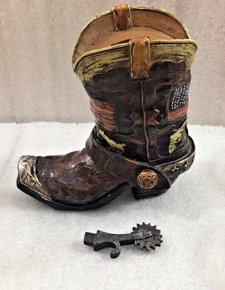 Western Cowboy Boot Banks 7"H figural resin Hobby Lobby | eBay