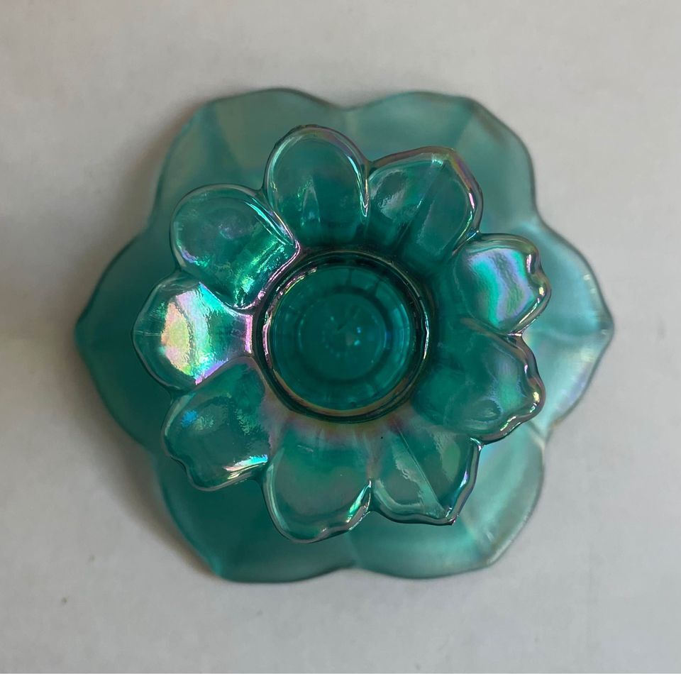 STUNNING and RARE! Fenton Steigel Green Stretch Glass Candlestick ...