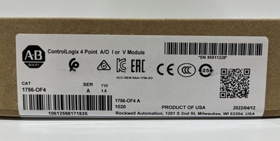 NEW 1756-OF4 Allen-Bradley 1756 OF4 ControlLogix 4 Pt A/O I or V Module ...