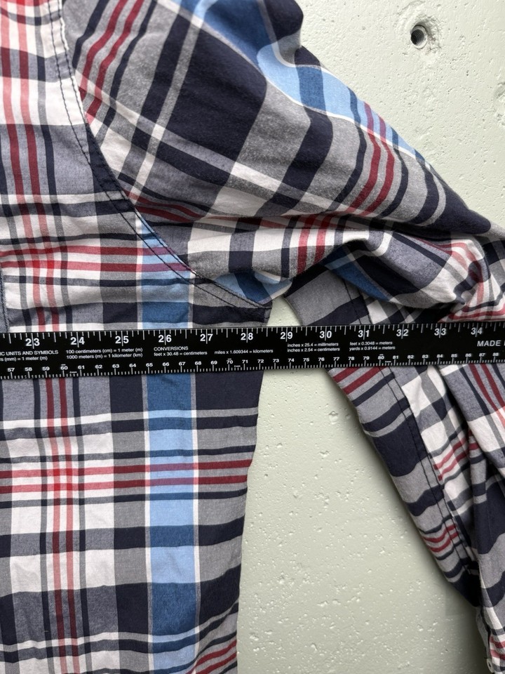 Parish Nation Blue/Red Plaid Long Sleeve Button Up Shirt Men Size: 4XL ...