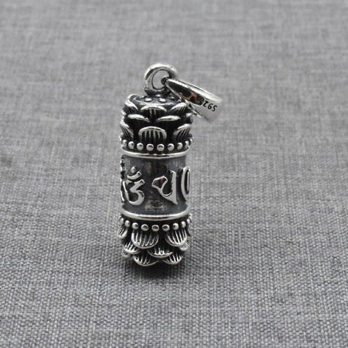 925 Sterling Silver OM Cylinder Locket Pendant Memory Wish Prayer Box ...