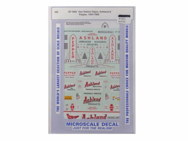 HO Scale Microscale Decals Gas Station Signs Ashland & Pepper Oil ...