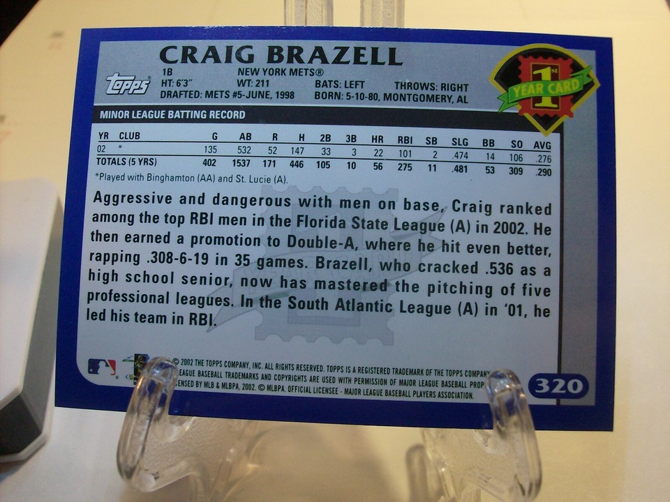 2003 Topps Baseball Card #320 Craig Brazell RC, FY (1956) | eBay