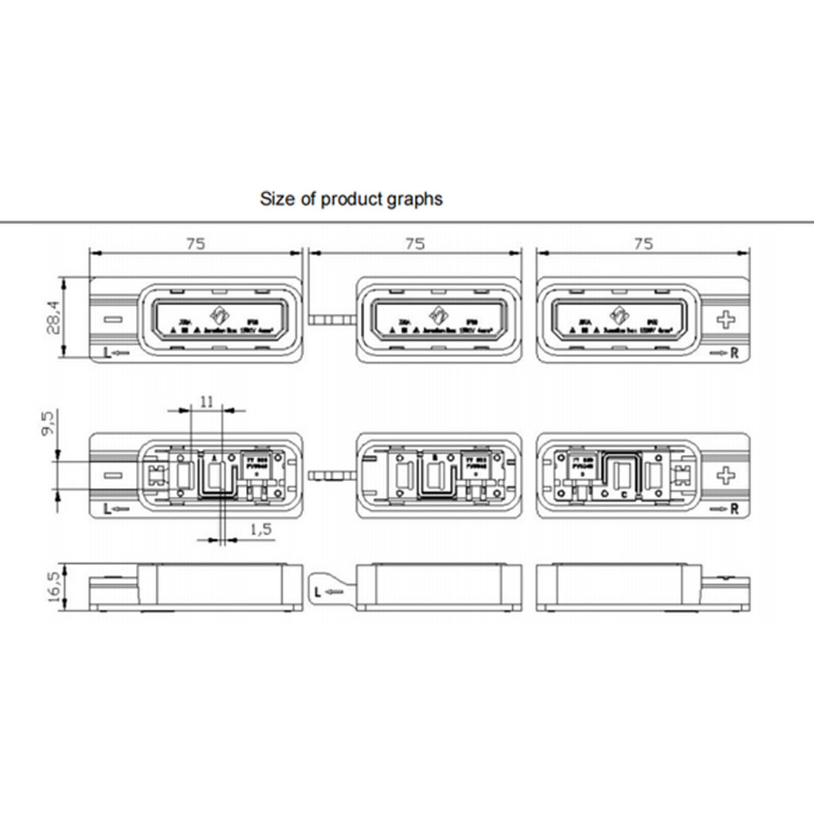 Solar Panel 3-split Junction Box 1500V/30A Photovoltaic Connector ...
