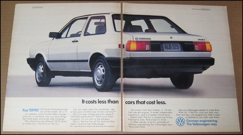1988 Volkswagen Fox 2-Page Print Ad 1987 Car Automobile Advertisement ...