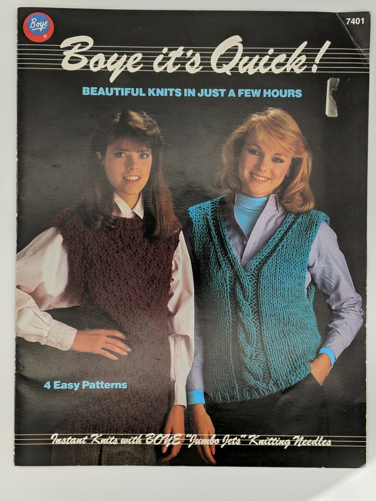 Vintage Boye Pattern Leaflet: #7401-Boye it's Quick! 4 Easy Knitting ...