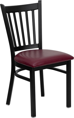 HERCULES Series Black Vertical Back Metal Restaurant Chair - Burgundy ...