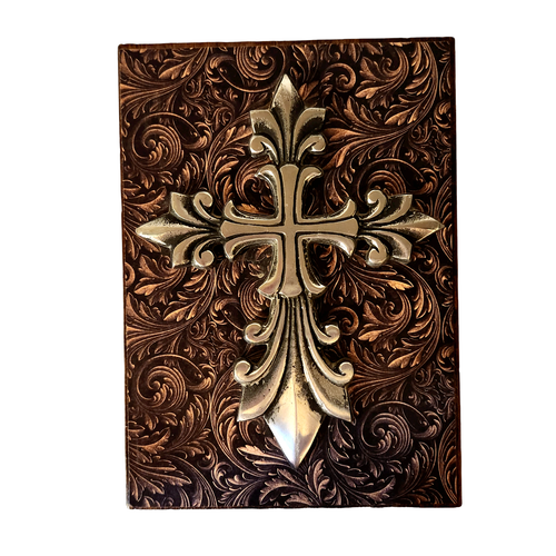 Wooden and Silver Metal Cross Rope Design Hanging Plaque | eBay